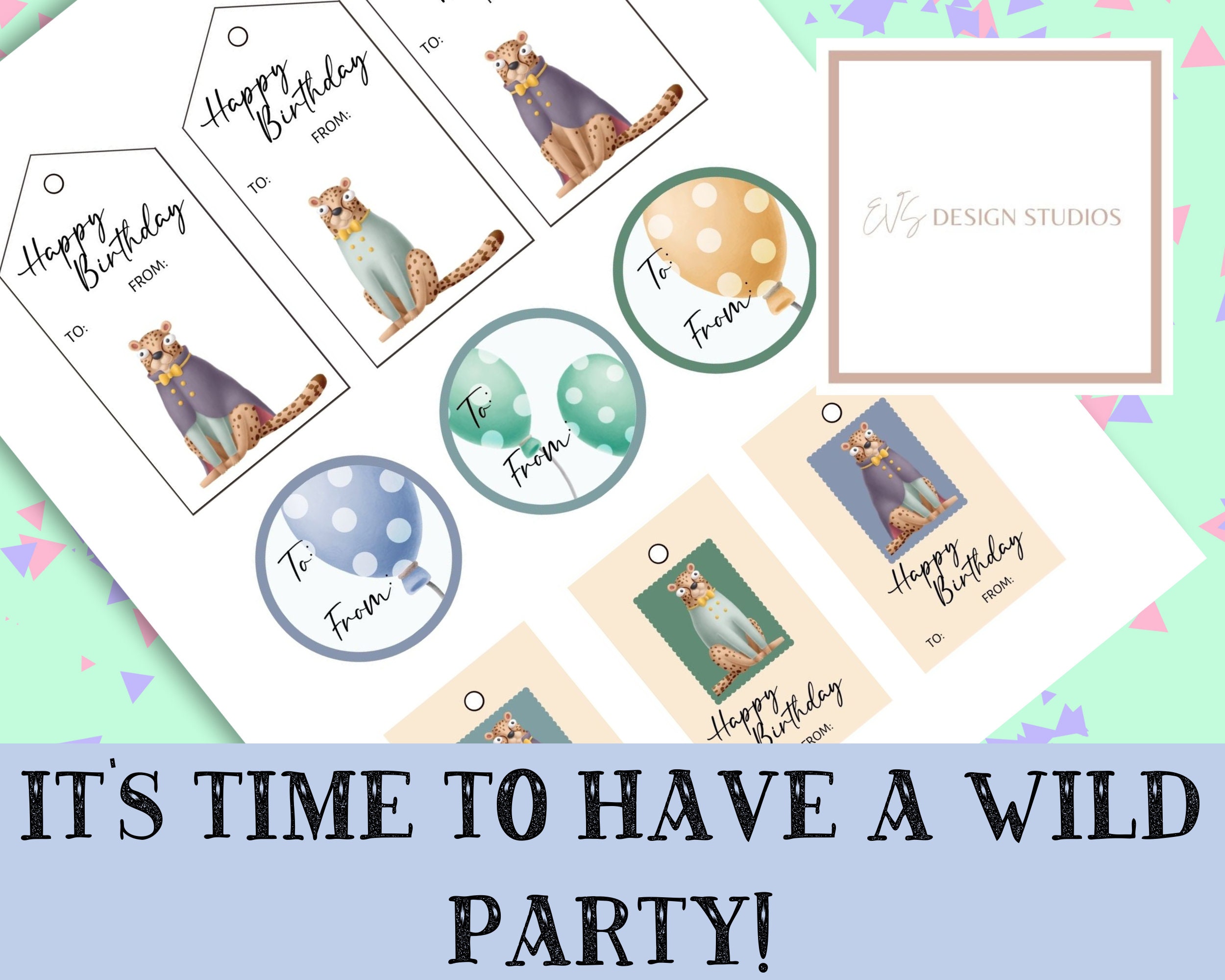 Cute Fun Leopard Theme Birthday Party Gift Tags for Animal Themed ...