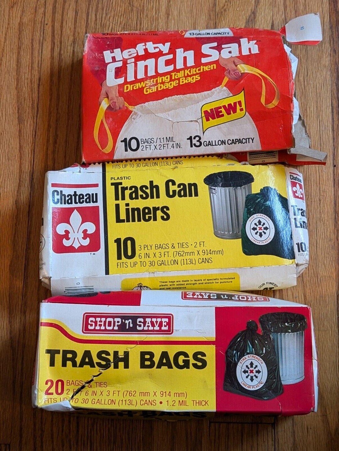 Vintage Trash Garbage Bags Hefty Cinch 13 Gallon & 30 Gallon Misc ...