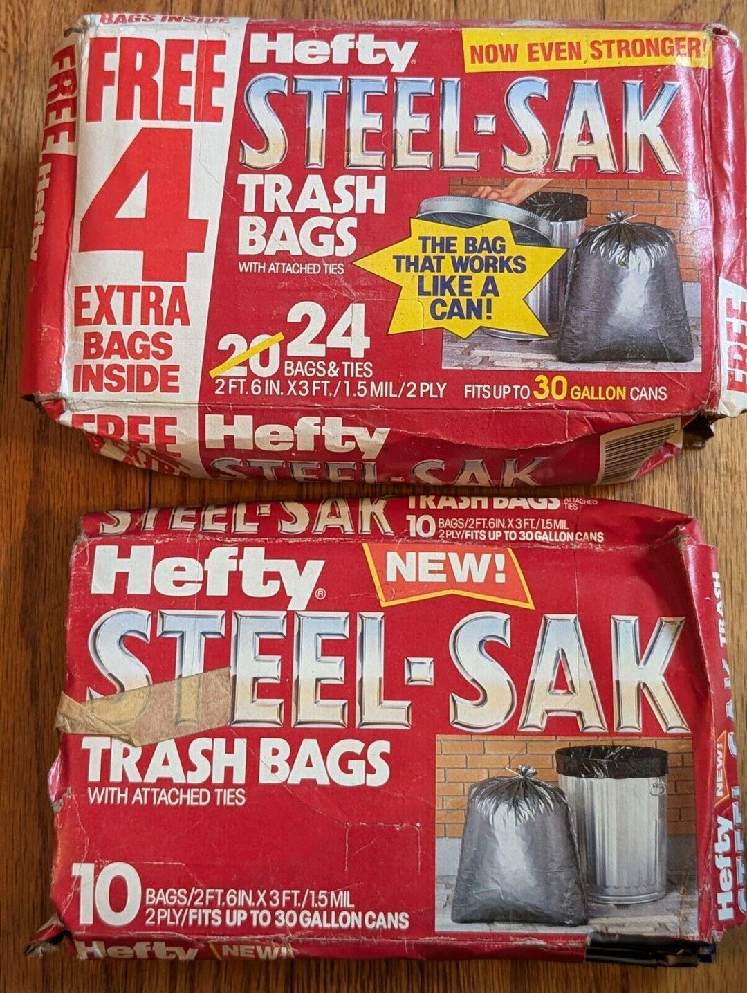 Vintage NOS Hefty Steel-sak Trash Garbage Bags 30 Gallon Gray Bags 2 ...