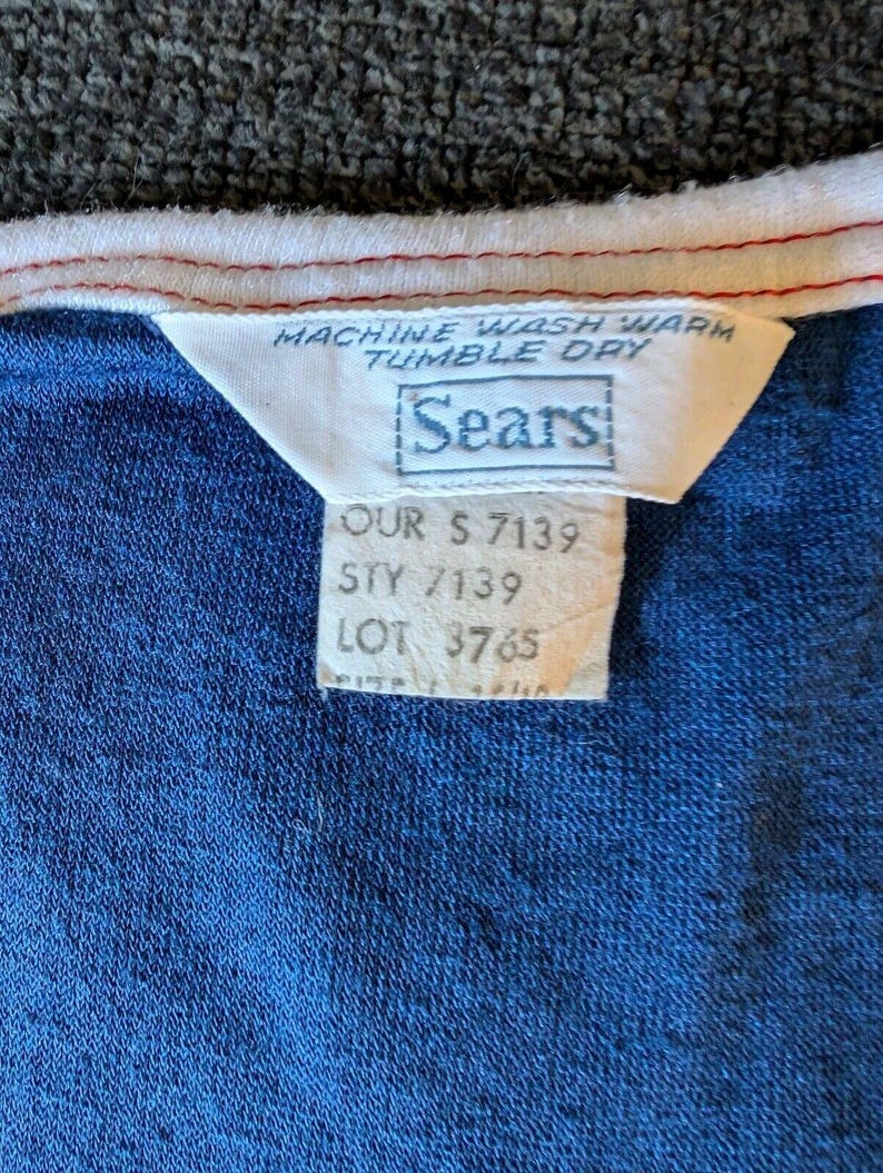 Vintage Sears Women's Terry Cloth Blue 1970s Tank Top Shirt Size Large ...