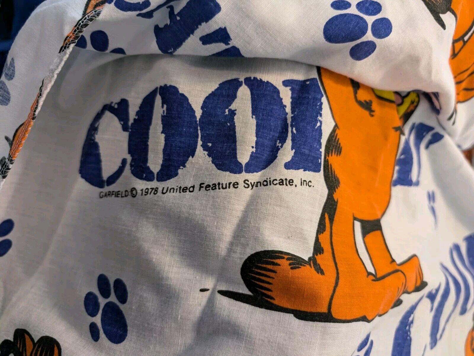 Vintage 1978 Garfield Cartoon Cool Cat Fitted Twin Sheet & Pillowcase ...