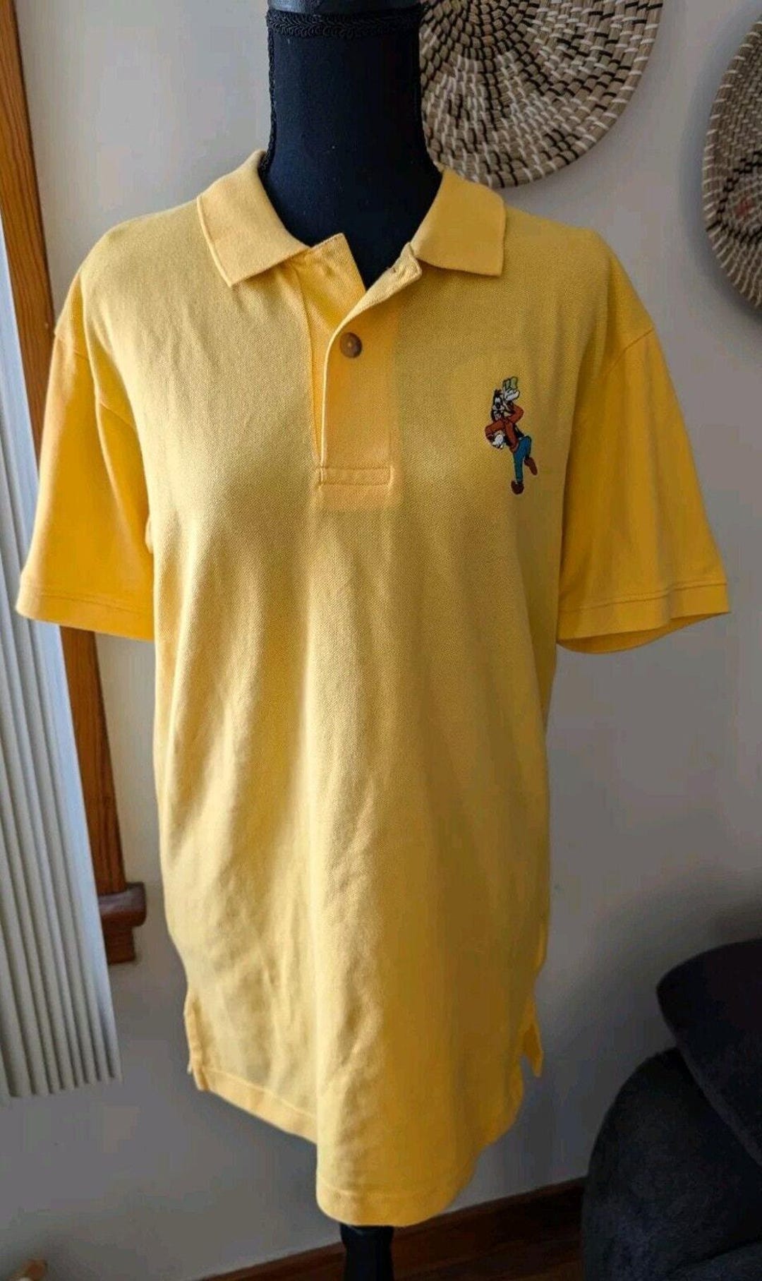 Vintage Men's Disney Store Yellow SS Polo Shirt Goofy Size Small ...