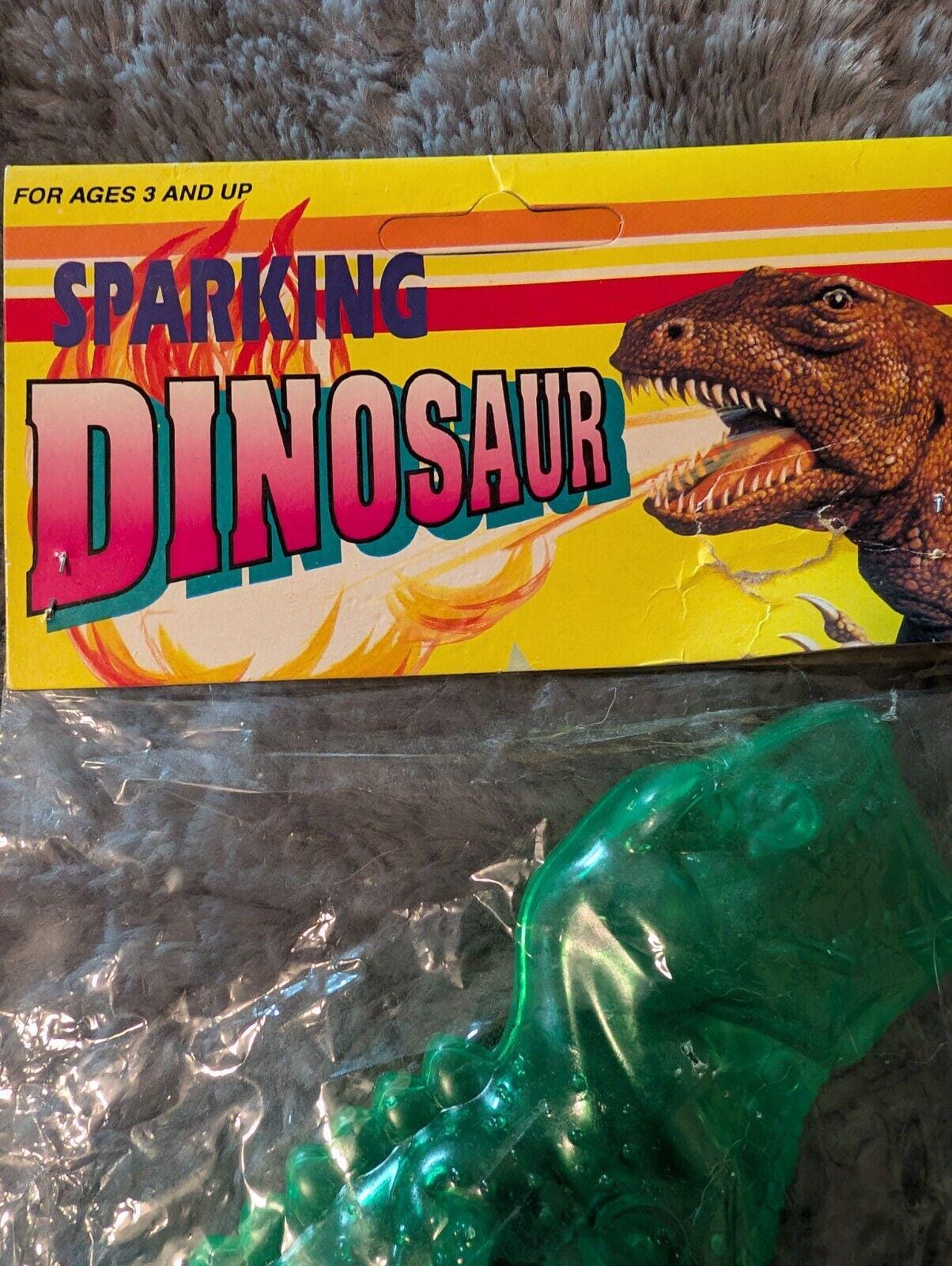 Vintage Plastic Sparking Green Dinosaur Pull Trigger & Dinosaur Sparks ...