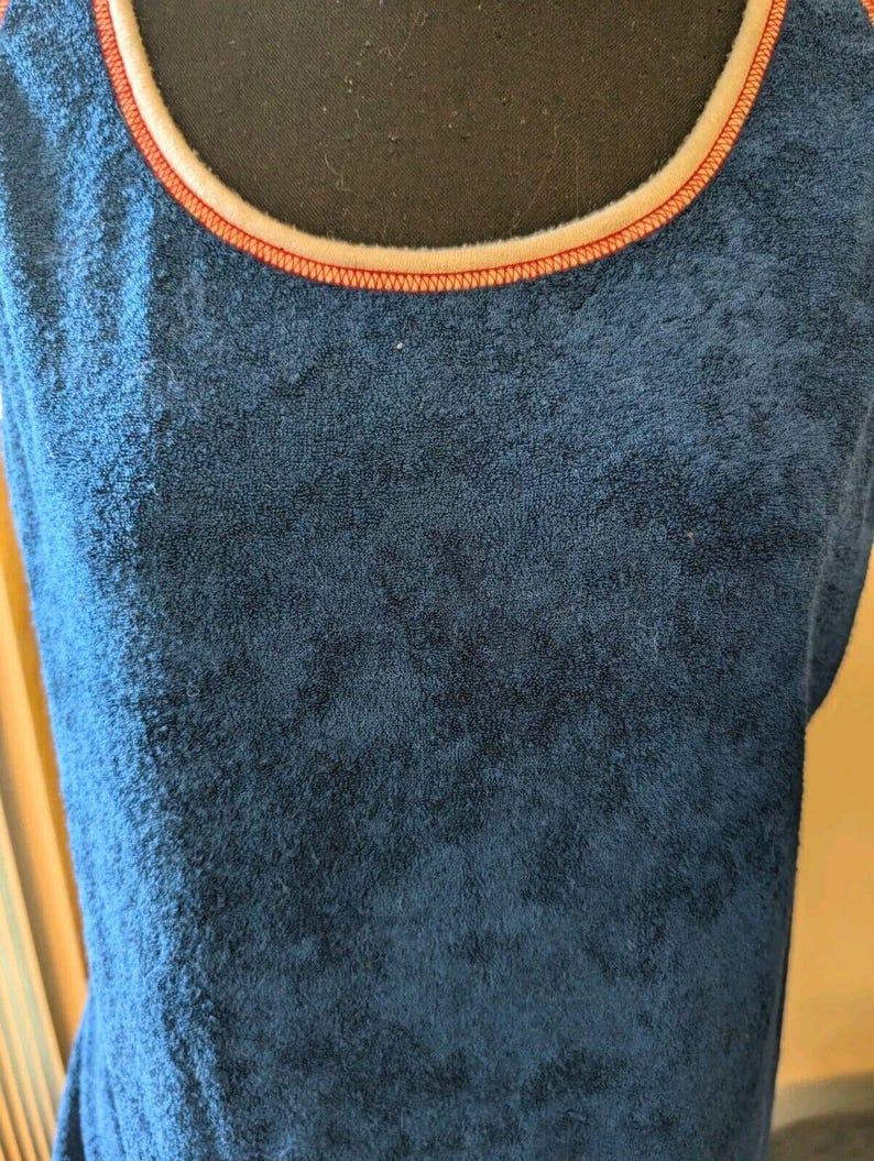 Vintage Sears Women's Terry Cloth Blue 1970s Tank Top Shirt Size Large ...