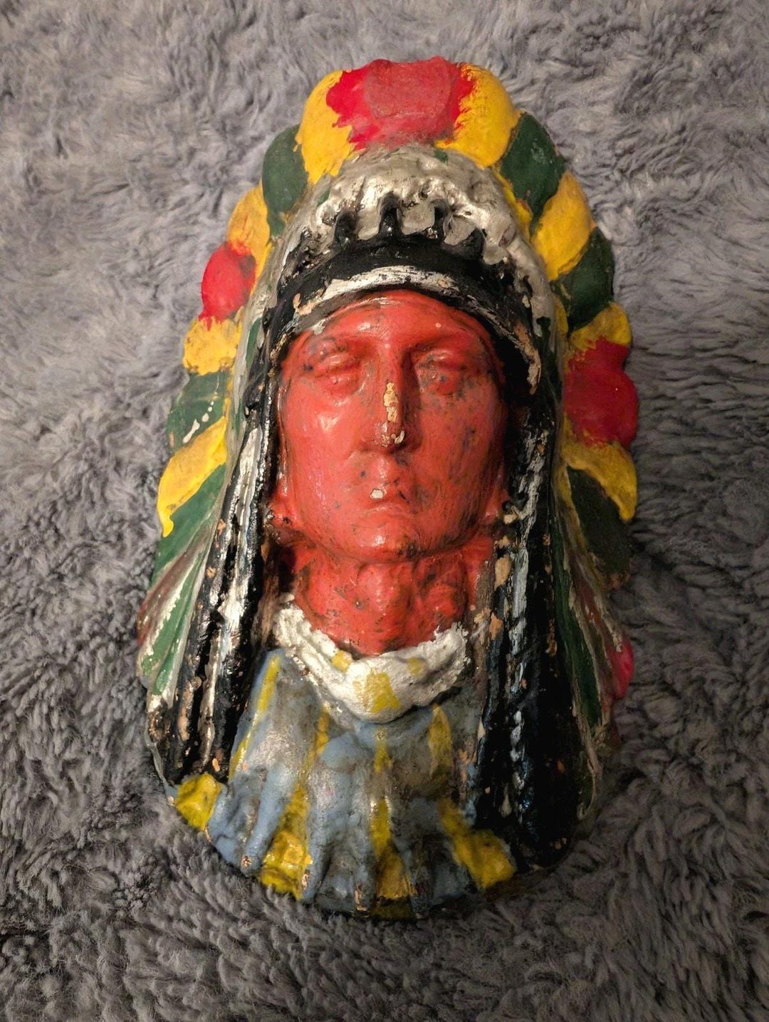 Vintage Plaster Chalkware Native American Indian Wall Pocket Vase ...