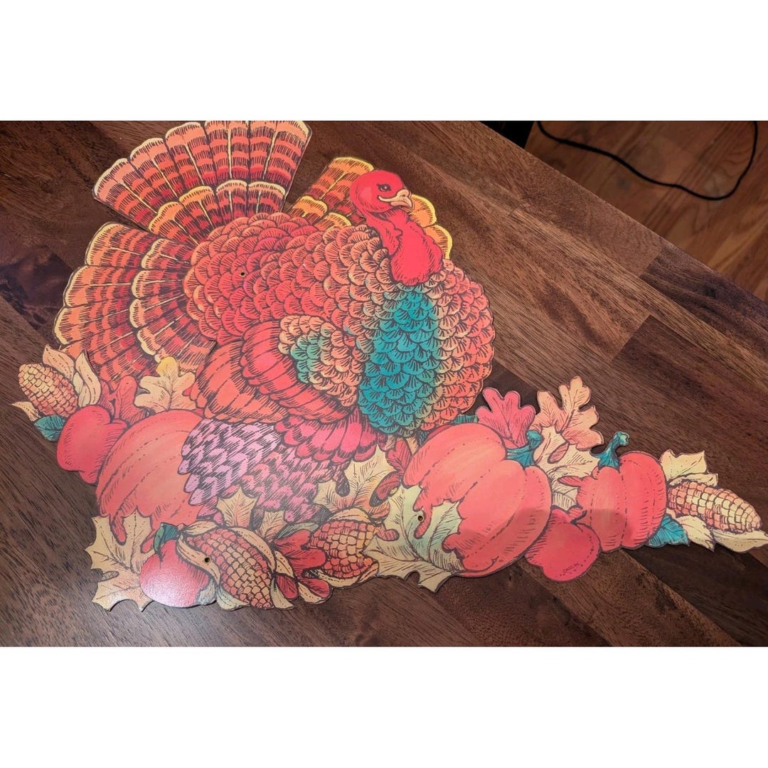 Beistle Vintage 1980s Die Cut Cardboard Turkey Thanksgiving Decoration ...