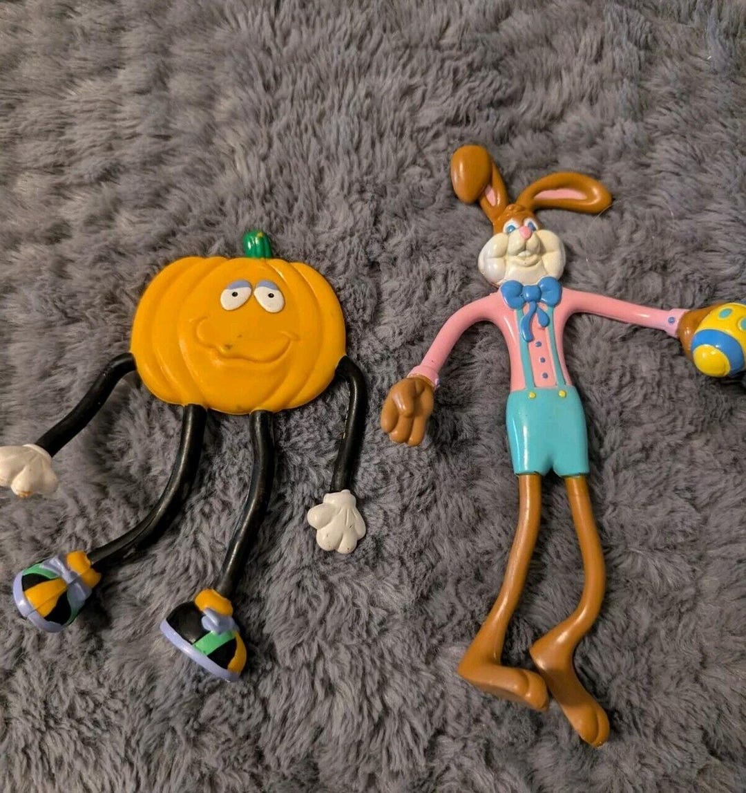 Vintage Holiday Bendable Rubber Figures 1980s Easter Bunny & Halloween ...