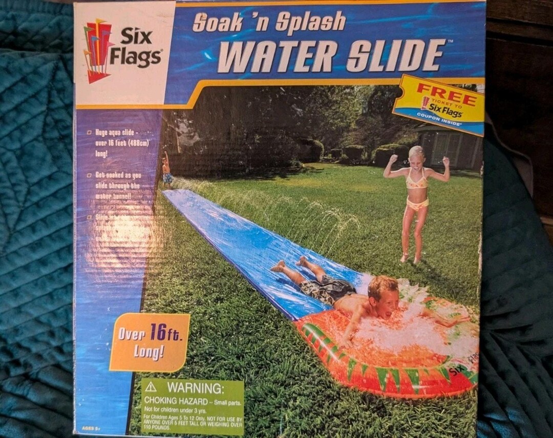Six Flags Vintage Soak N Splash Slip Slide Water Slide 16 Ft. Summer ...
