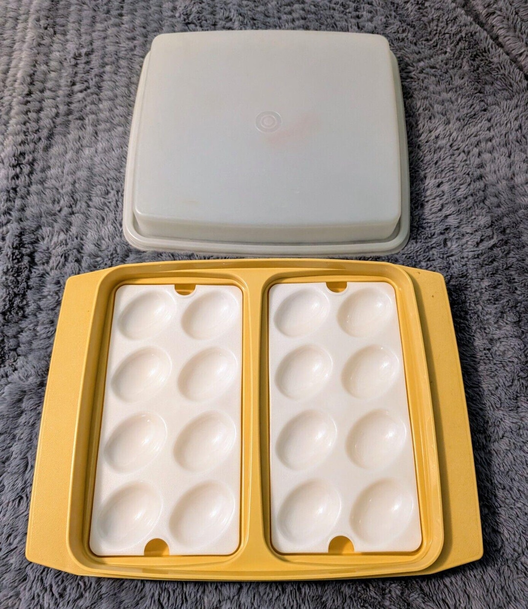 Vintage Tupperware Deviled Eggs Carrier Container Tray Keeper 4 Piece ...