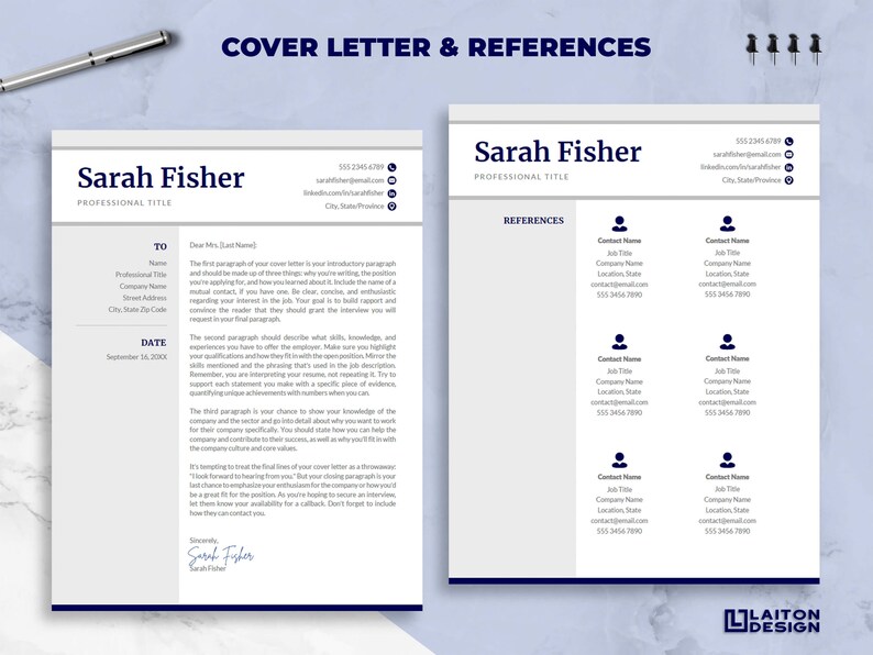 Modern Resume Template for Word | 1 & 2 Page Resume, Cover Letter and ...