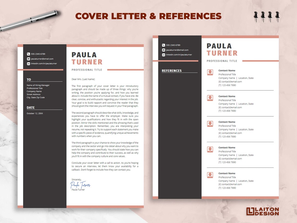 Modern Resume Template for Word | 1 & 2 Page Resume, Cover Letter and ...