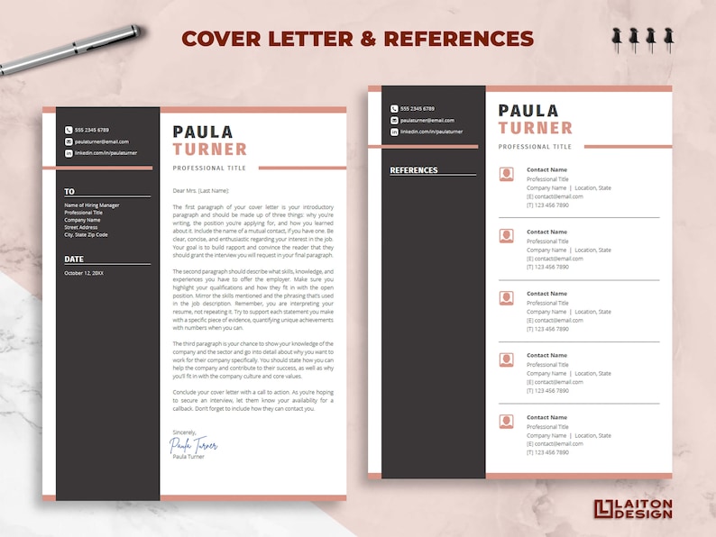 Modern Resume Template for Word | 1 & 2 Page Resume, Cover Letter and ...