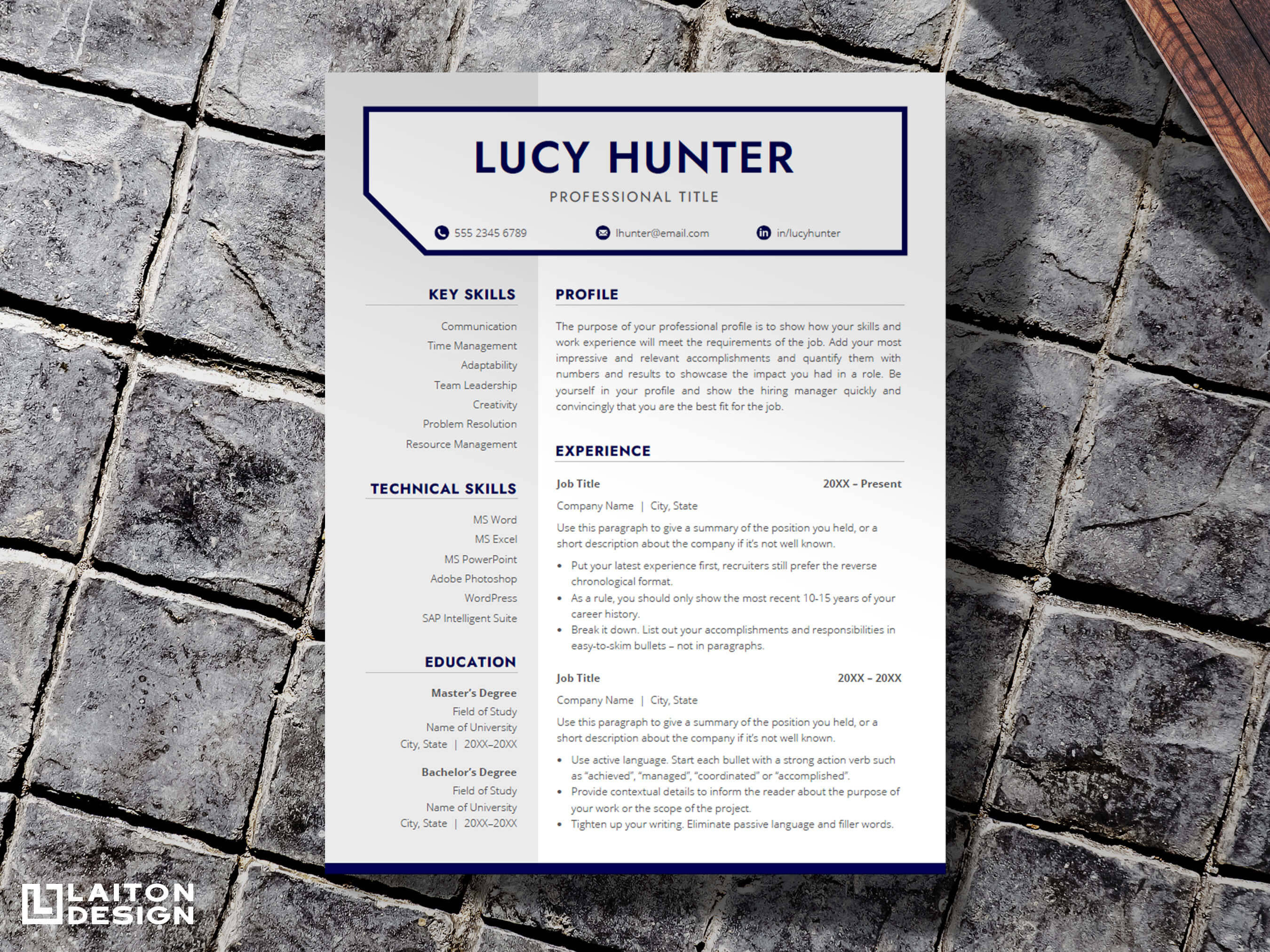 Modern Resume Template for Word | 1 & 2 Page Resume, Cover Letter and ...