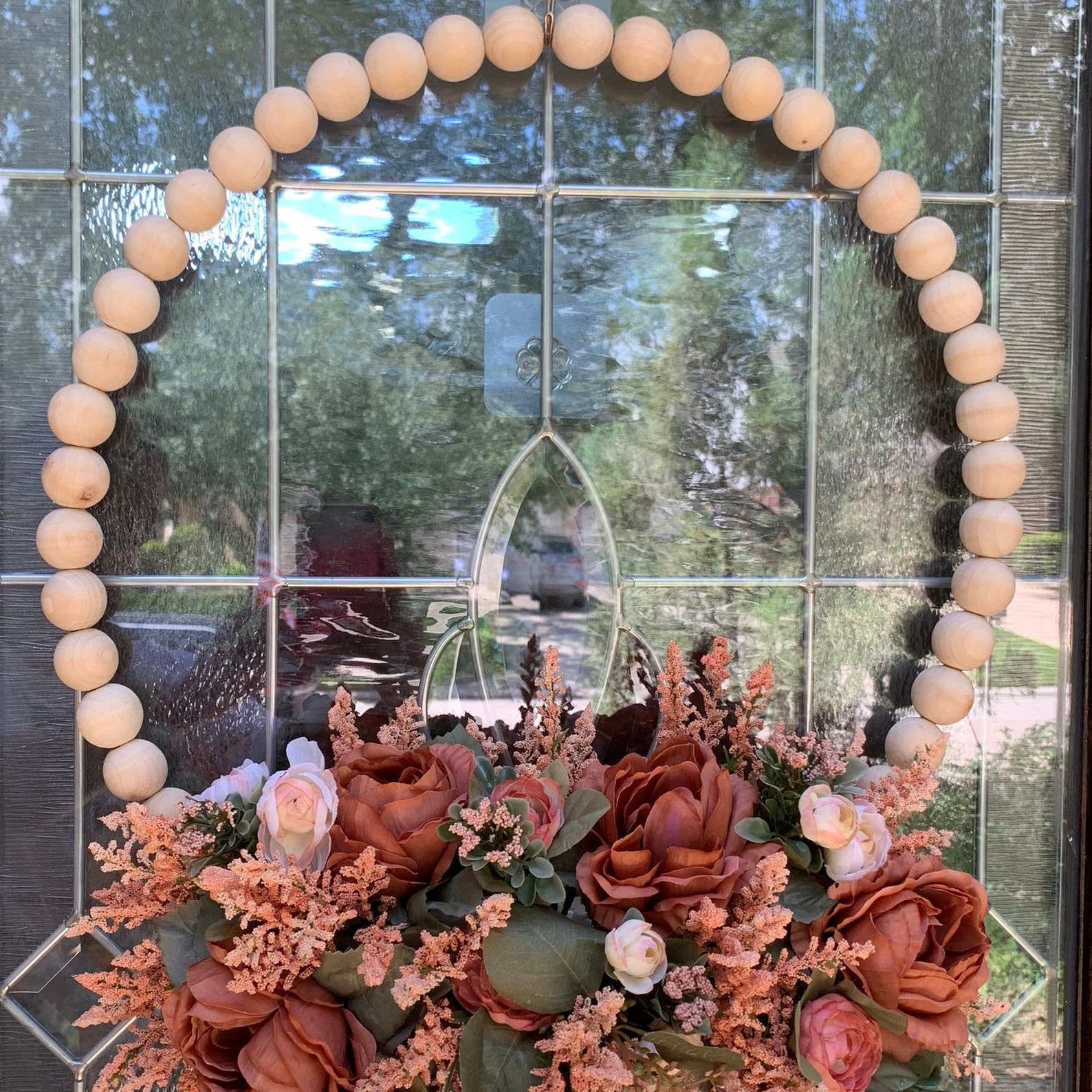 Everyday Ring Wreath, Blush Wooden Ring Wreath, Bead Wreath, Wooden ...