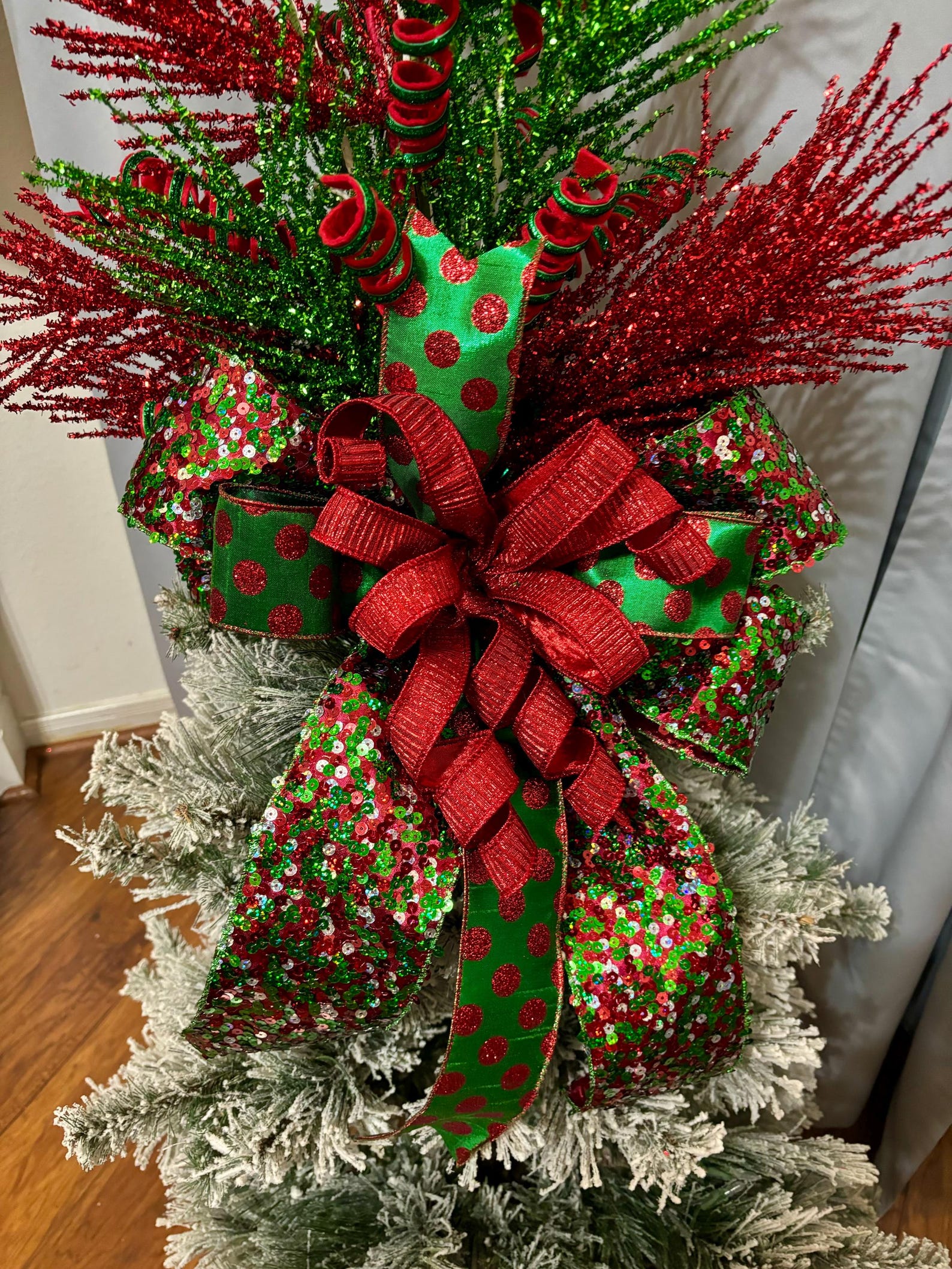 Christmas Tree Topper, Tree Topper, Christmas Tree Decorations, Red and ...