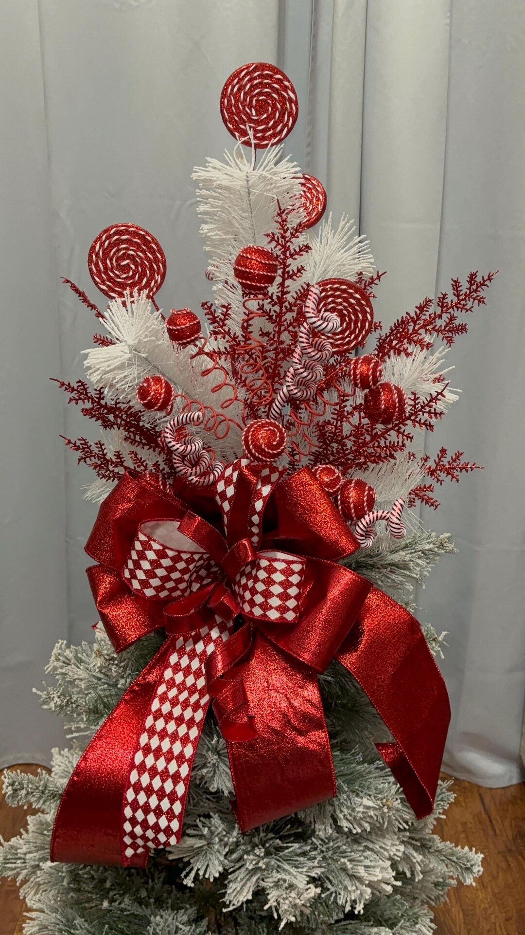 Red and White Peppermint Tree Topper, Christmas Tree Topper, Peppermint ...