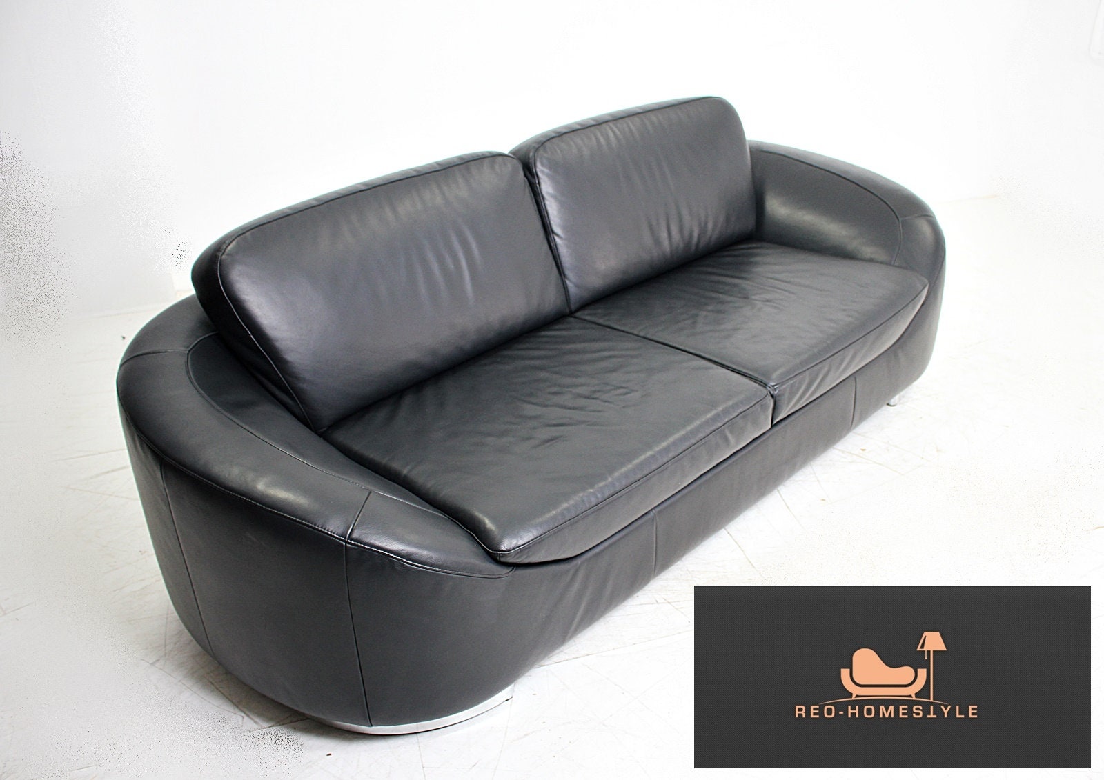 Ewald Schillig Designer Sofa Black Three-seater Leather Couch - Etsy