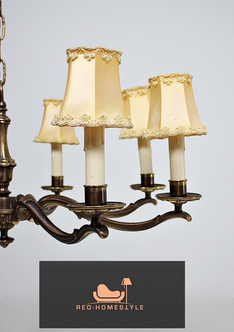 XXL Kronenleuchter Antik Massiv Messing Schirm 8 Armig Vintage - Etsy