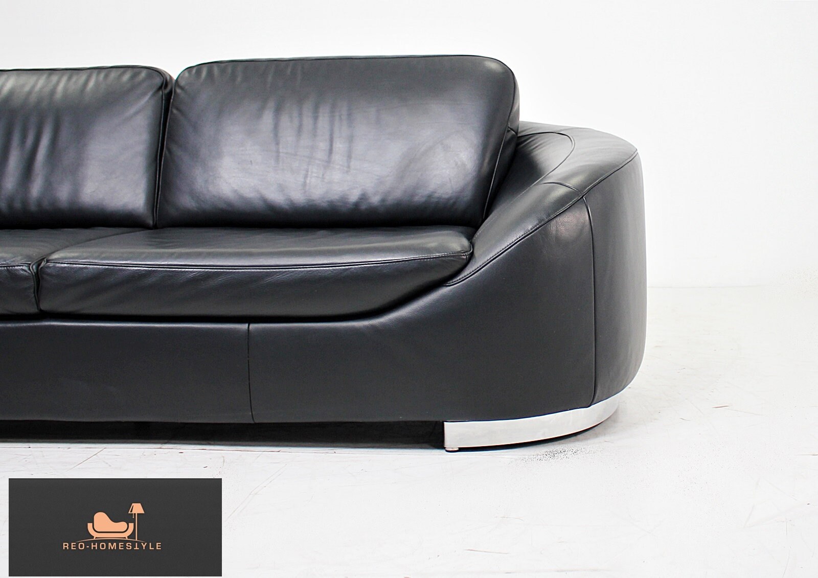 Ewald Schillig Designer Sofa Black Three-seater Leather Couch - Etsy