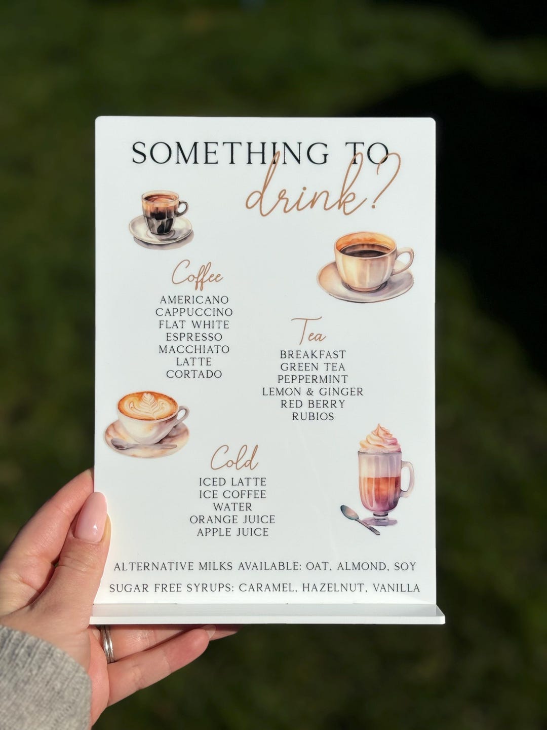 A5/A4 Acrylic Drinks Menu, Cafe and Coffee Drinks List, UV Printed ...