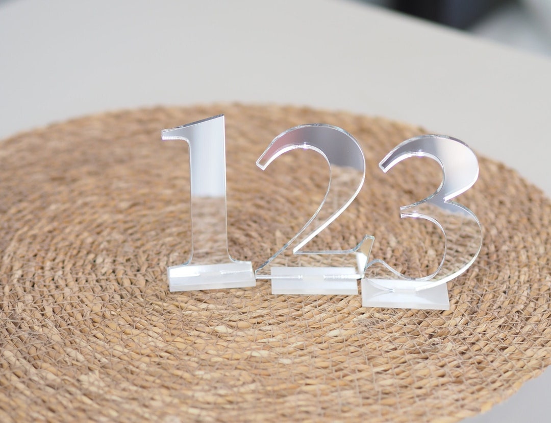 Mirror Acrylic Table Numbers: Wedding Party Decor - Etsy