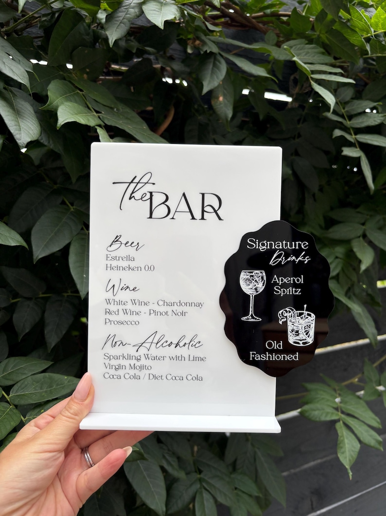 Acrylic Bar Menu Sign Custom, UV Printed Signature Drinks Menu for ...