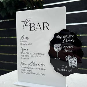Acrylic Bar Menu Sign Custom, UV Printed Signature Drinks Menu for ...