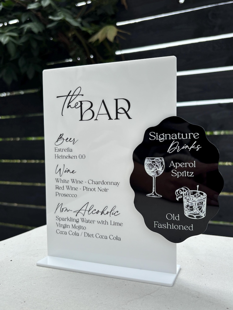 Acrylic Bar Menu Sign Custom, UV Printed Signature Drinks Menu for ...