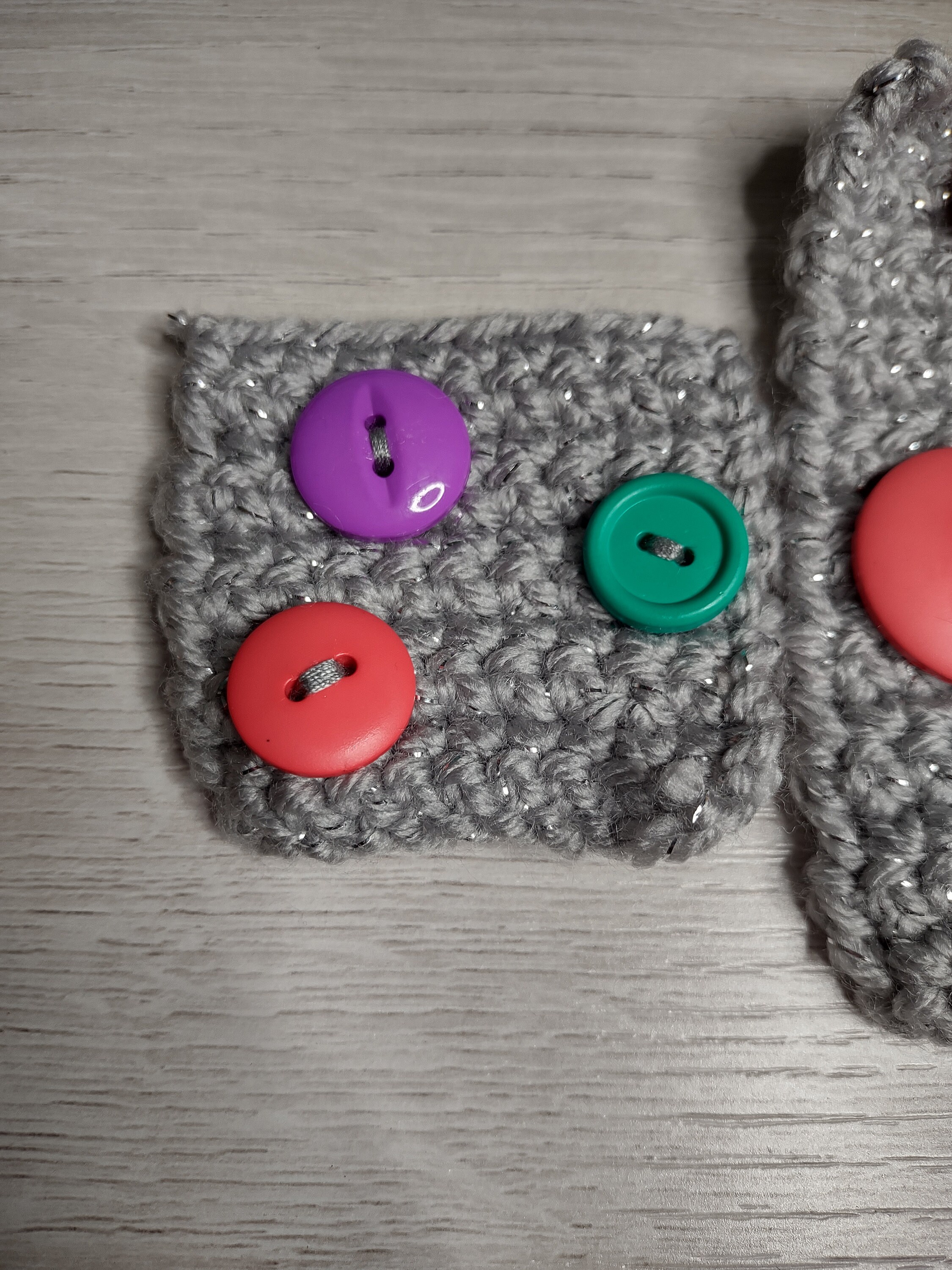 Grey Crochet Button Fidget Square, Button Fidget Toy, Quiet Button Stim ...