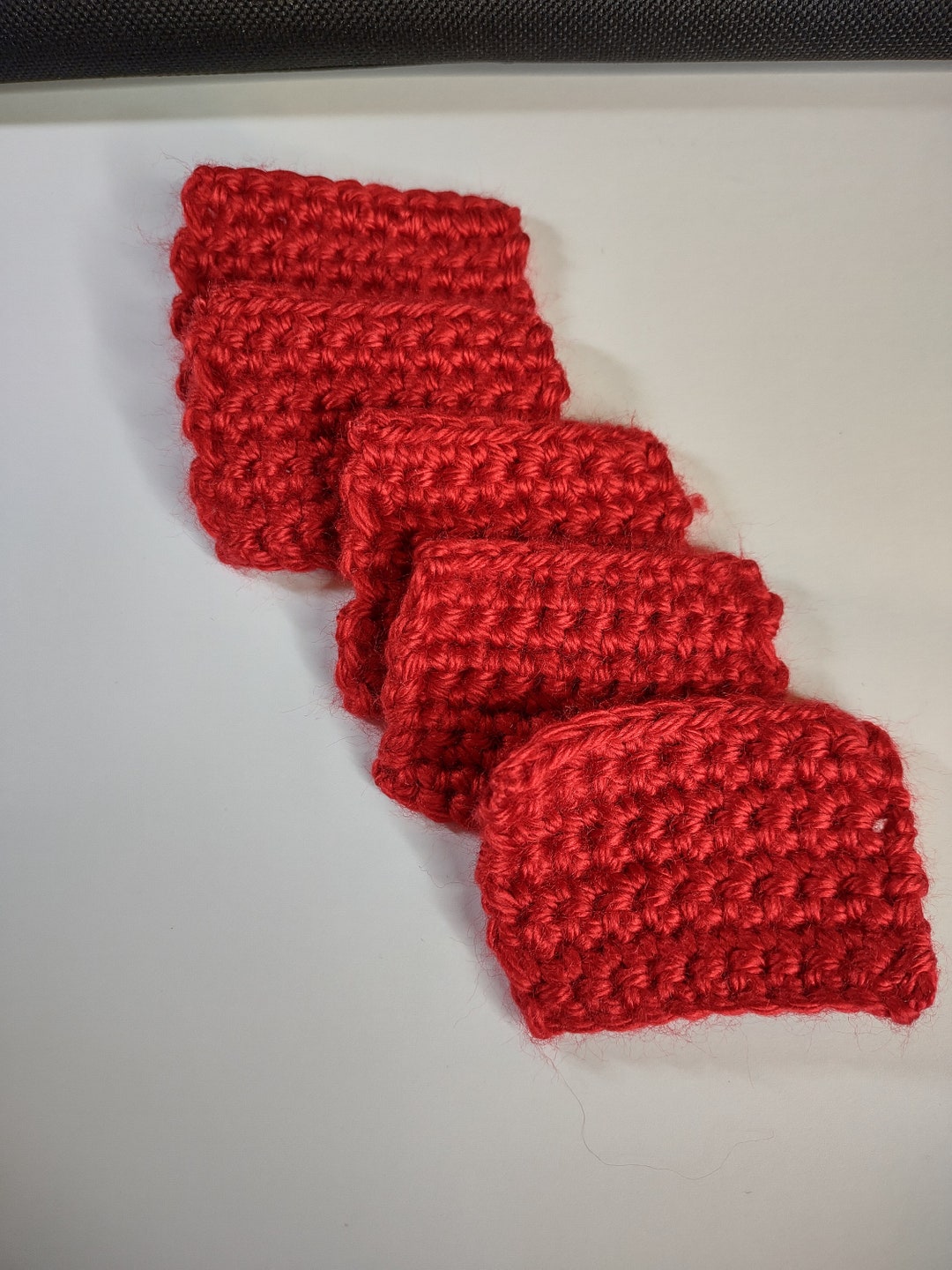 5 Mini Red Crochet Fidget Squares, Small Fidget for Travel, Quiet ...