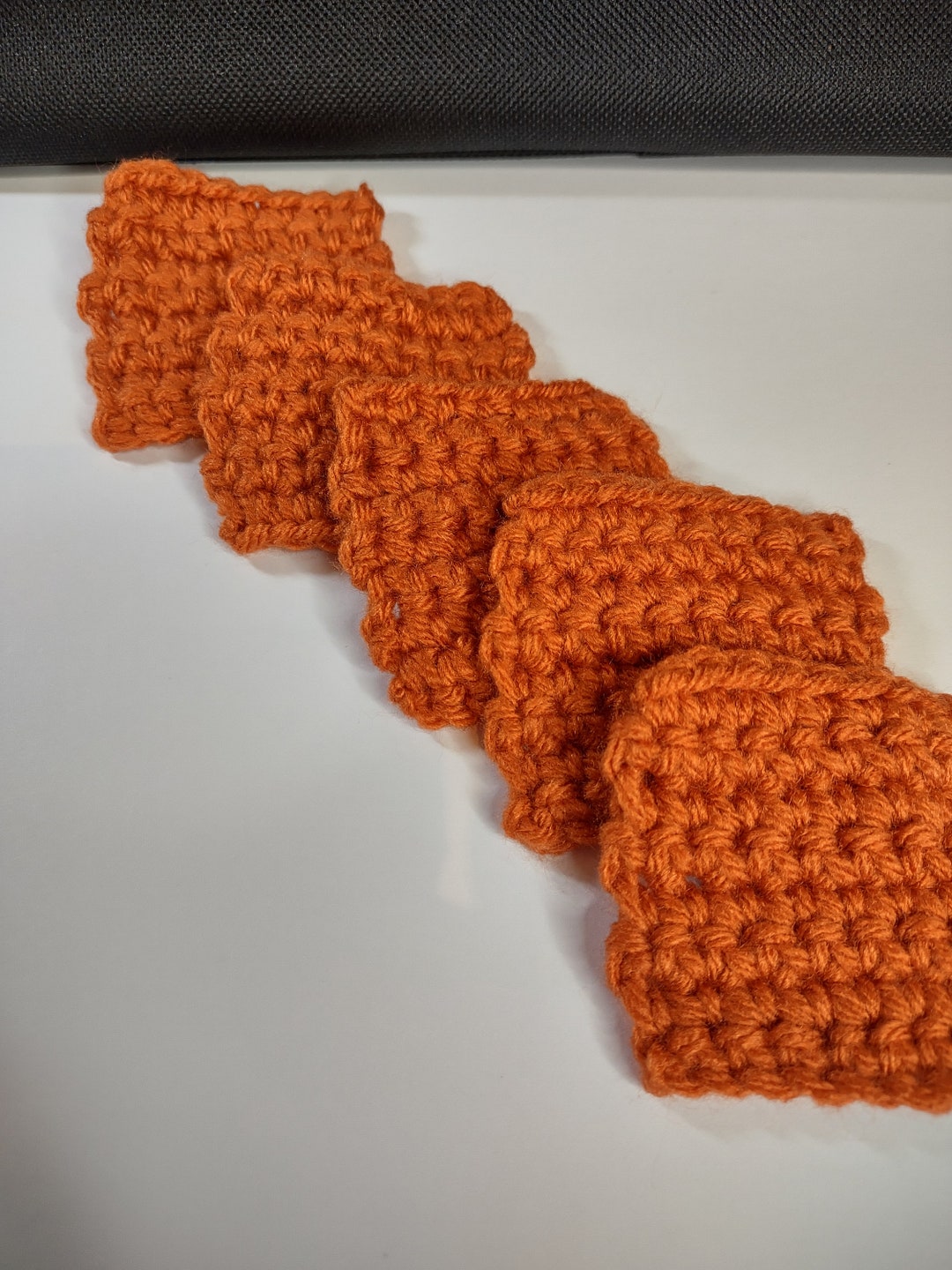 5 Mini Burnt Orange Crochet Fidget Squares, Small Travel Fidget, Subtle ...