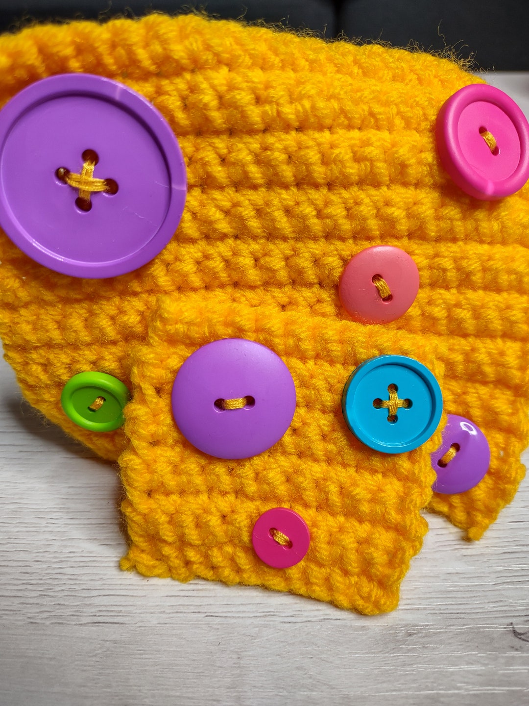 Orange Crochet Button Fidget Square, Button Fidget Toy, Quiet Button ...