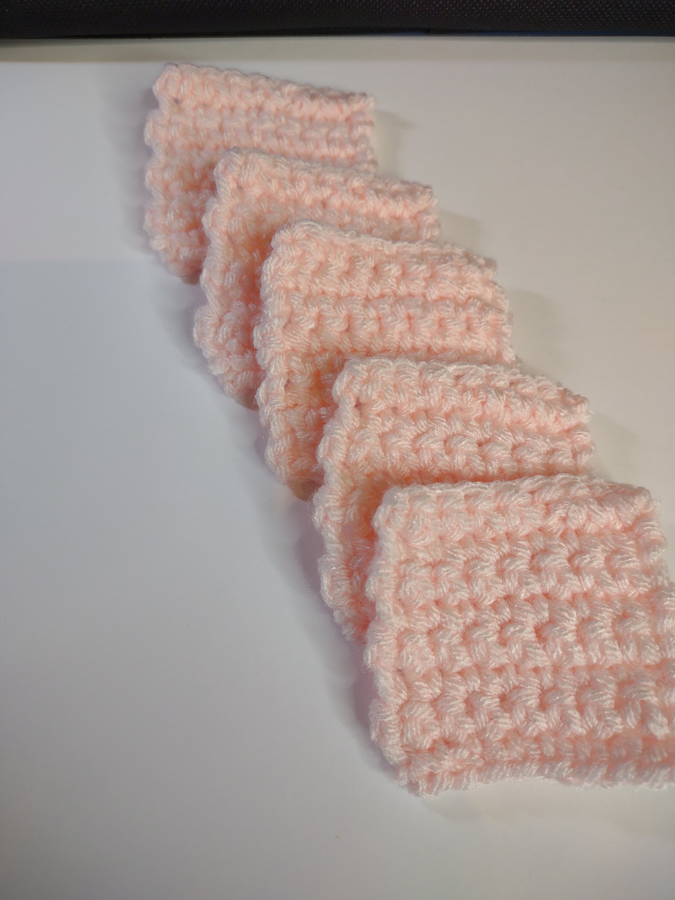 5 Mini Pink Crochet Fidget Squares, Small Travel Size Fidget, Subtle ...