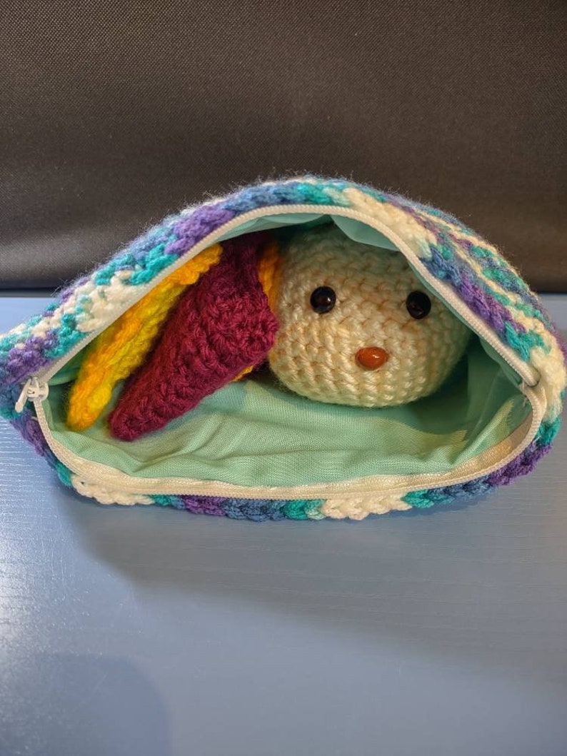 Crochet White Blue and Purple Fidget Toy Zipper Pouch Bag - Etsy