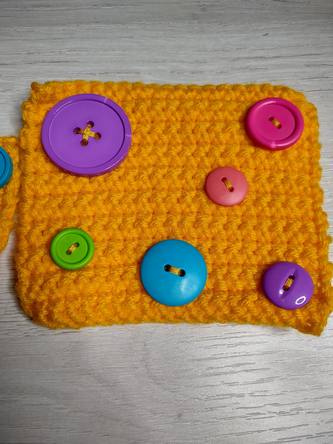 Orange Crochet Button Fidget Square, Button Fidget Toy, Quiet Button ...