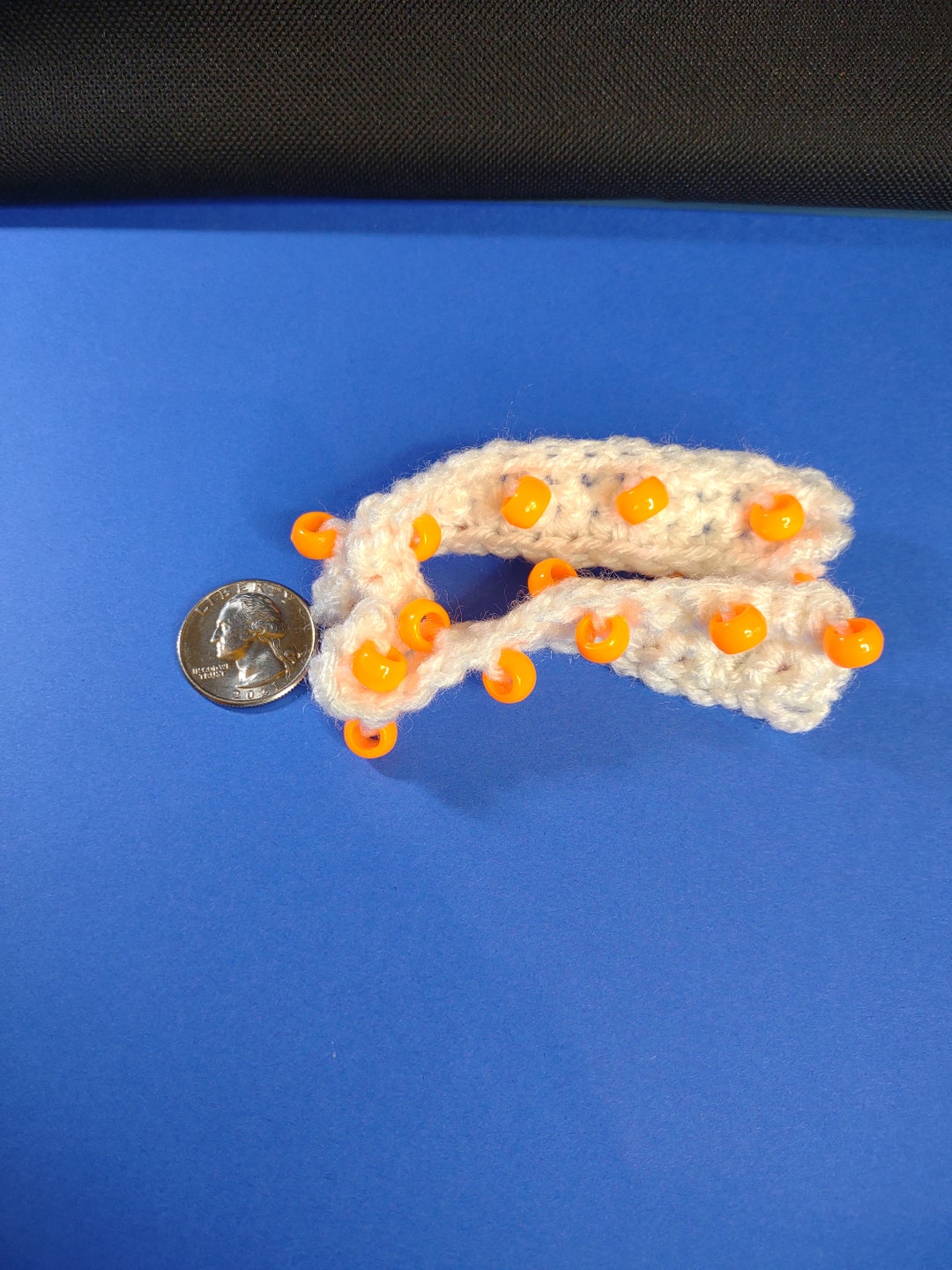 Crochet Beaded Rope Fidget Toy: White & Orange, Quiet Sensory Aid - Etsy