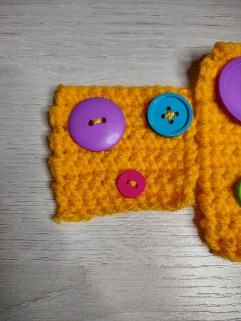 Orange Crochet Button Fidget Square, Button Fidget Toy, Quiet Button ...