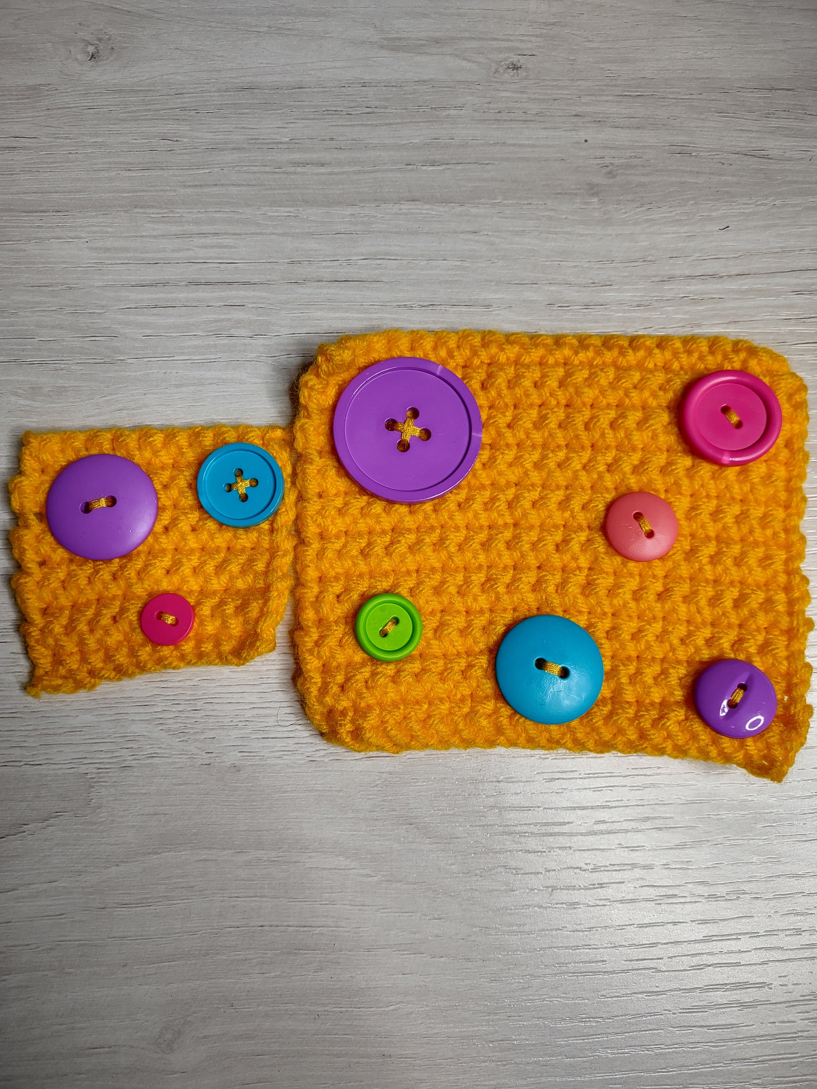 Orange Crochet Button Fidget Square, Button Fidget Toy, Quiet Button ...