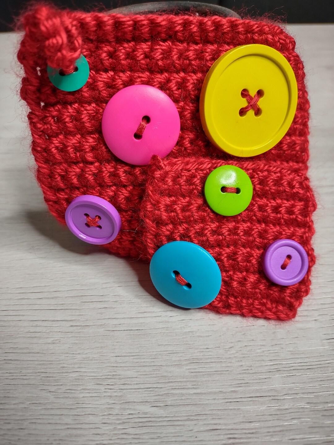 Red Crochet Button Fidget Square, Button Fidget Toy, Quiet Button Stim ...