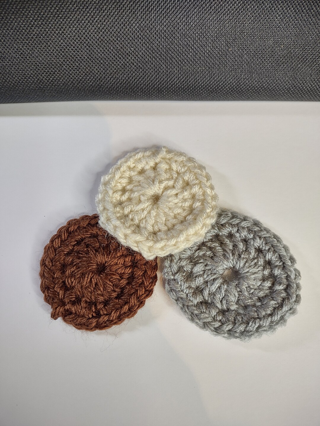 Brown, Creme and Grey Crochet Fidget Wheel 3 Pack, Small Fidget Wheel ...