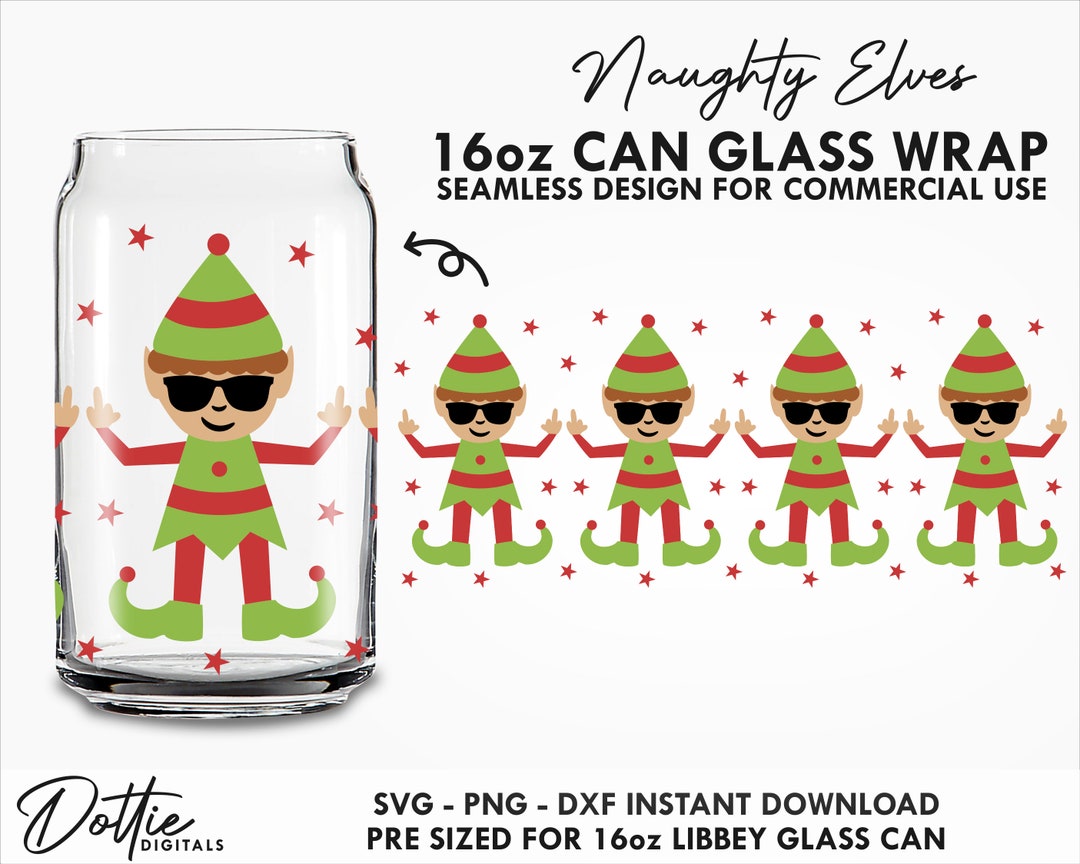 Naughty Elves 16oz Can Wrap SVG Festive Middle Finger Elf Christmas ...