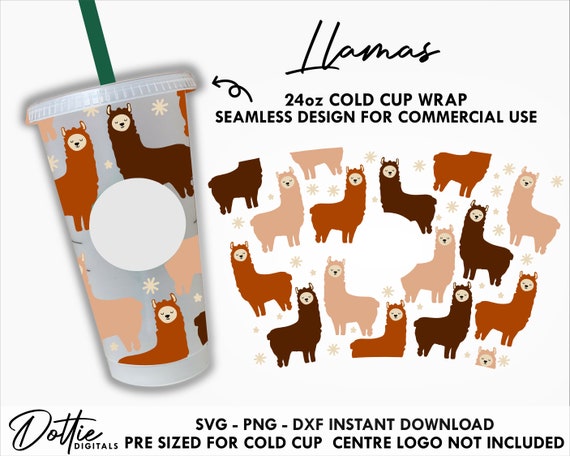 Llamas Sbux Cold Cup SVG PNG DXF Llama Cutting File 24oz Venti - Etsy
