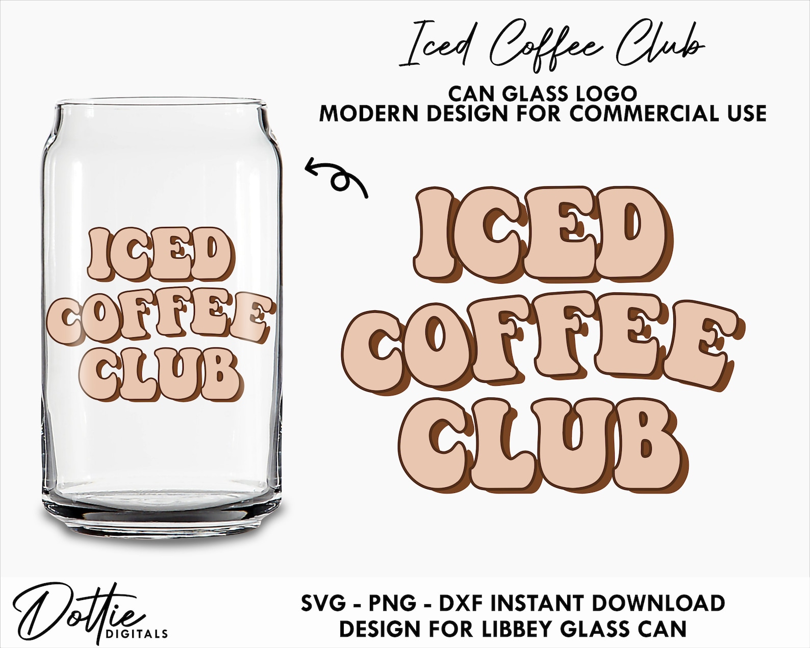 Iced Coffee Club SVG PNG DXF Retro Coffee Quote Glass Can Sticker ...