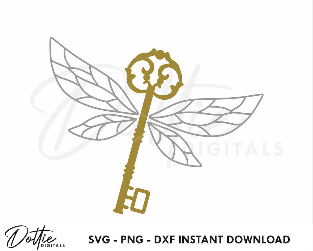 Flying Key SVG PNG DXF Magic Key With Wings Cutting File Design ...