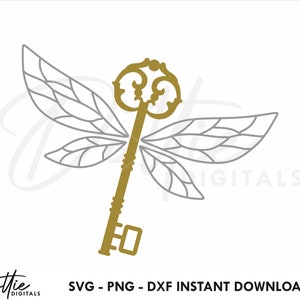 Flying Key SVG PNG DXF Magic Key With Wings Cutting File Design ...