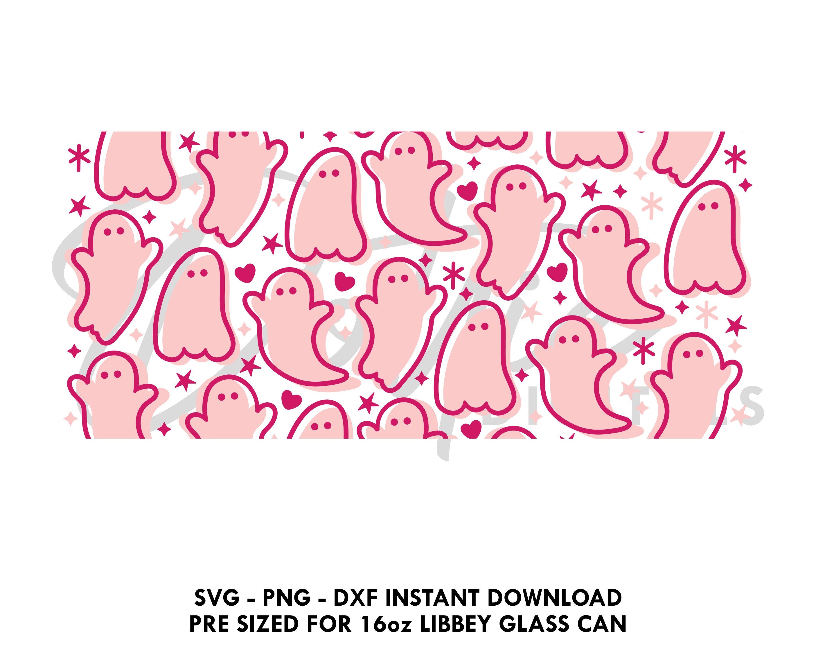 Cute Ghosts Glass Wrap SVG Halloween Boo Pink Layered 16oz Can - Etsy