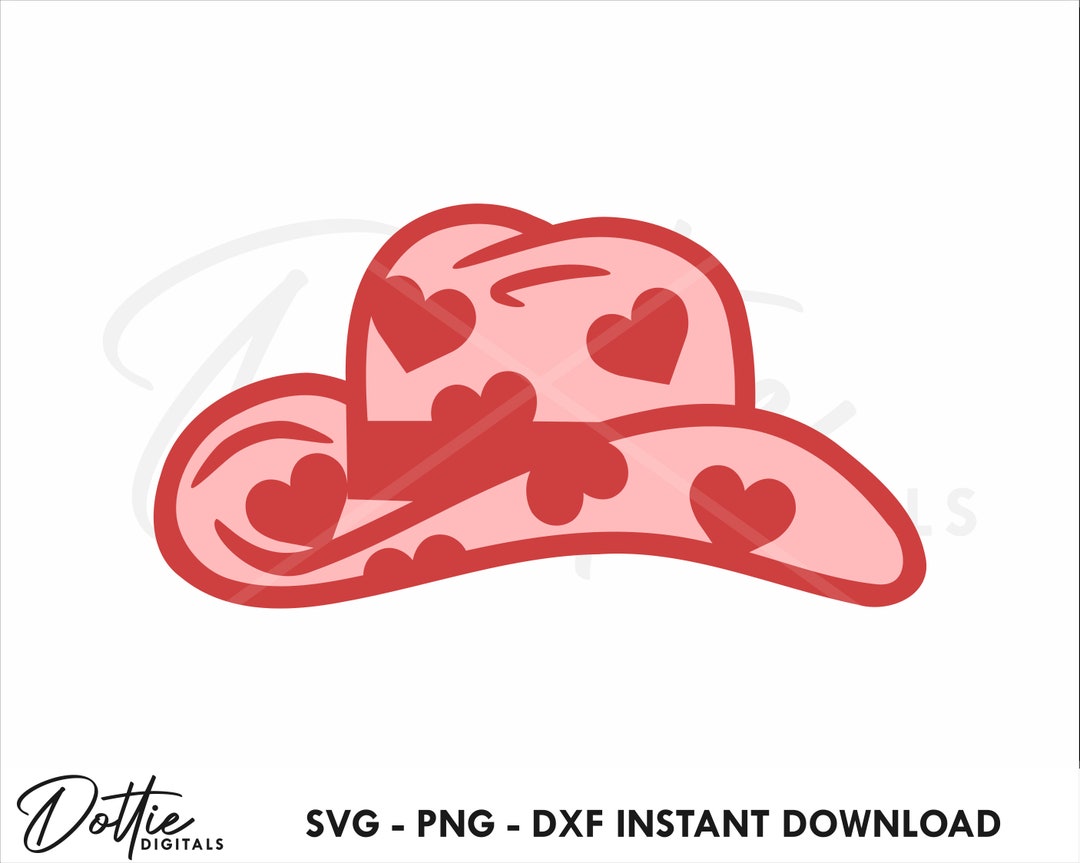 Heart Cowboy Hat SVG PNG DXF - Wild West Svg, Cowgirl Hat, Rodeo ...