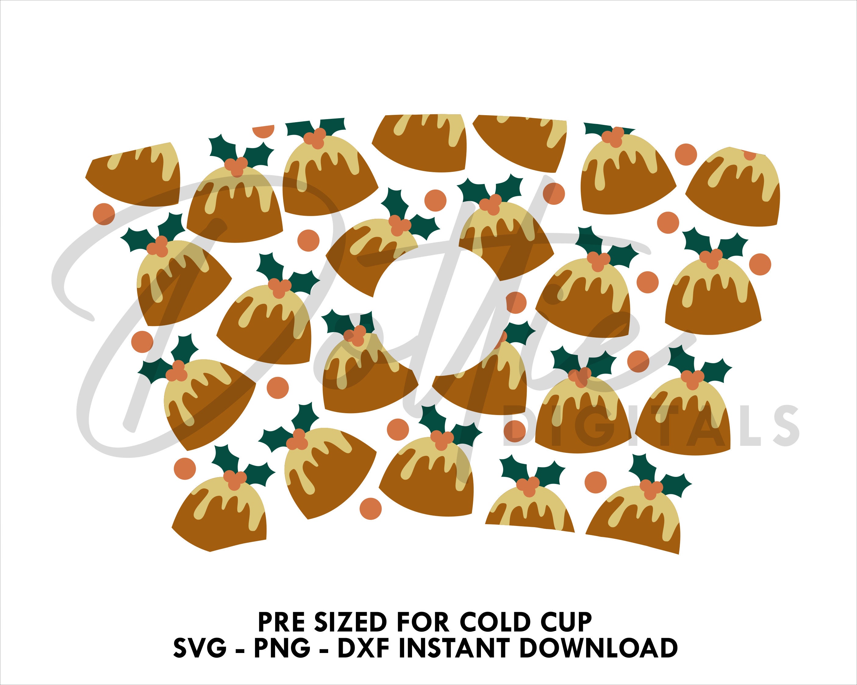 Pudding Sbux Cold Cup SVG PNG DXF Christmas Pud Cutting File - Etsy