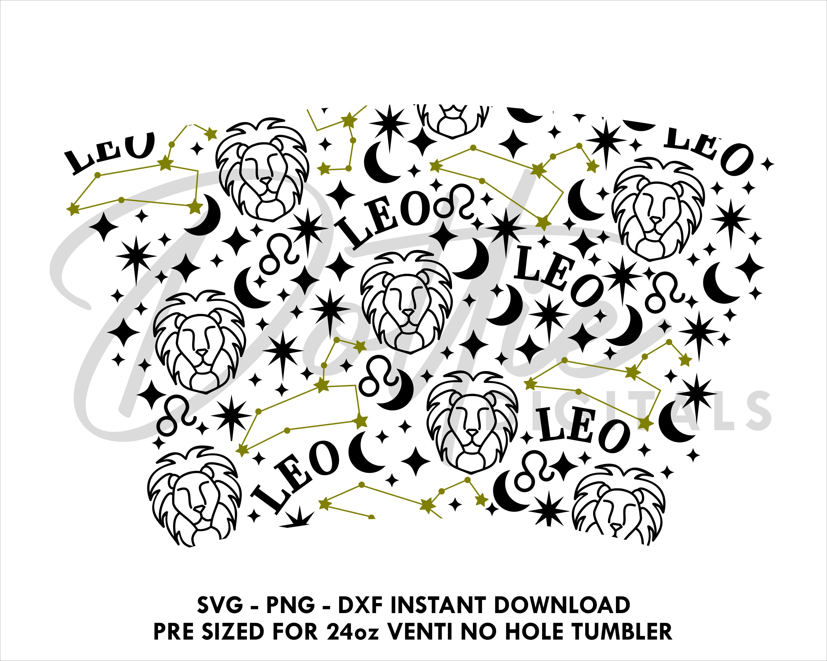 Leo Sbux Cold Cup No Hole SVG PNG Dxf No Gap Star Sign Zodiac - Etsy