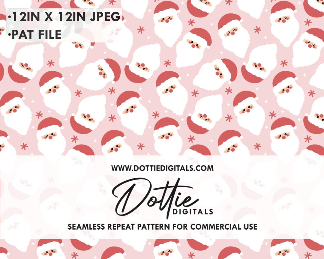 Santa Faces Seamless Repeat Pattern JPG PAT File - Christmas Digital ...